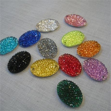 Plastic Flat Back Sew-On Glitter Bead