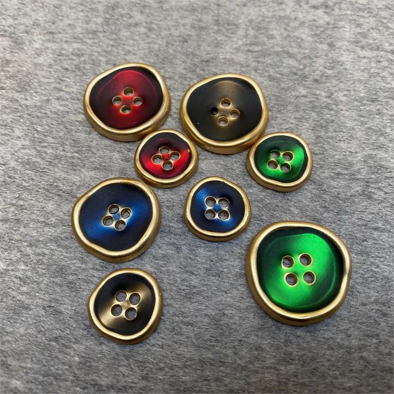 Italian 4-Hole Gold and Enamel Metal But