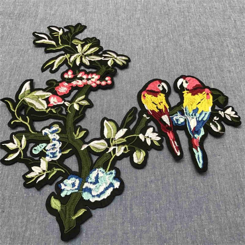 Iron-On Embroidered Parrot Motif