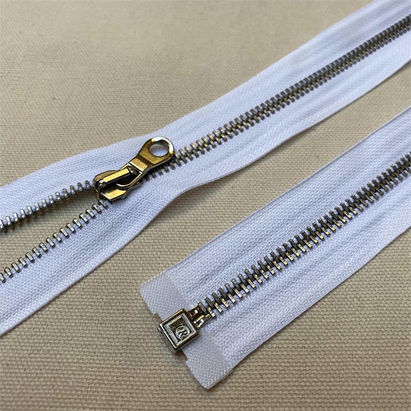 No5. White Brass Open-End Zip 71cm